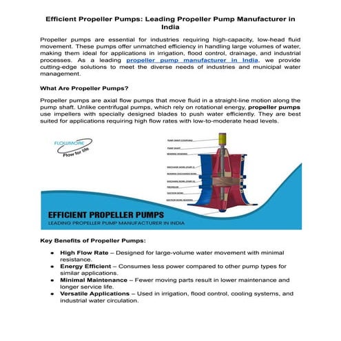 A Complete Guide on Propeller Pumps | PDF