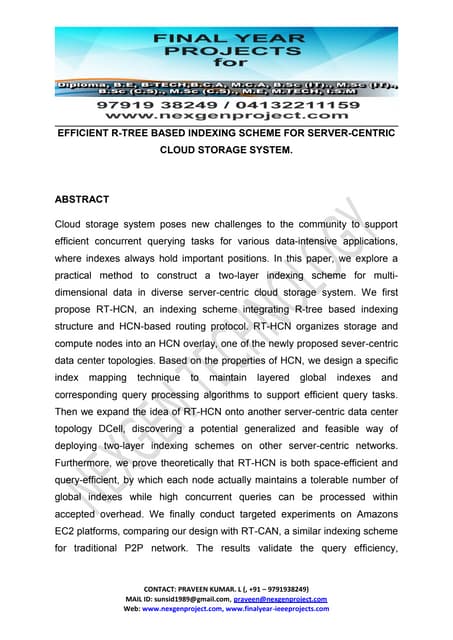 Efficient R Tree Based Indexing Scheme For Server Centric Cloud Storage System Pdf