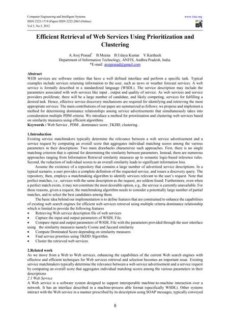 Efficient Retrieval Of Web Services Using Prioritization And Clustering Pdf