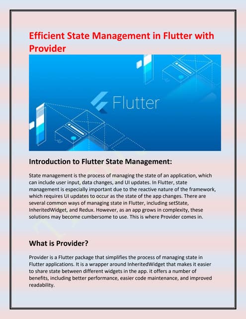 EXPLORE FLUTTER’S STATE MANAGEMENT APPROACH | PDF