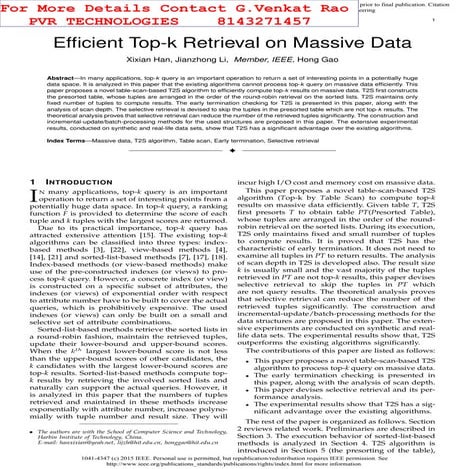 Efficient Top K Retrieval On Massive Data Pdf Databases Computer Software And Applications