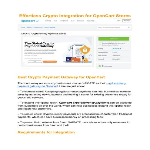 Effortless Crypto Integration for OpenCart Stores | DOCX