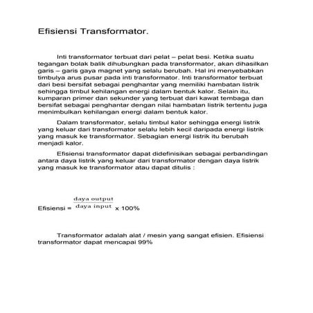 Efisiensi transformator | DOC