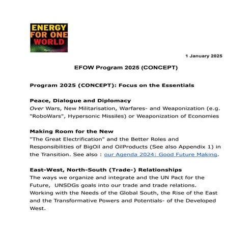 EFOW Program Released for Year 2025: Focus on the Essentials | PDF
