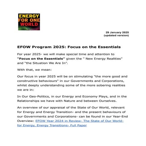EFOW Program 2025: Focus on the Essentials (Updated Version) | PDF