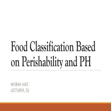 Classification of Food based on Ph and Perishability | PPT