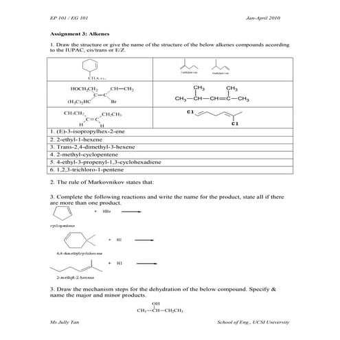 Organic Chemistry Assignment 3 | DOC