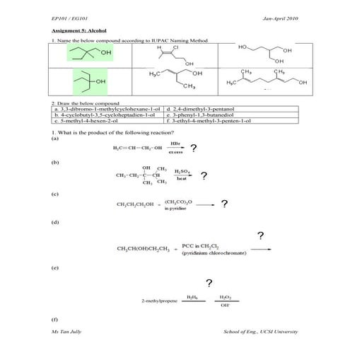 Organic Chemistry Assignment 5 | DOC