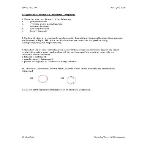 Organic Chemistry Assignment 6 | DOC