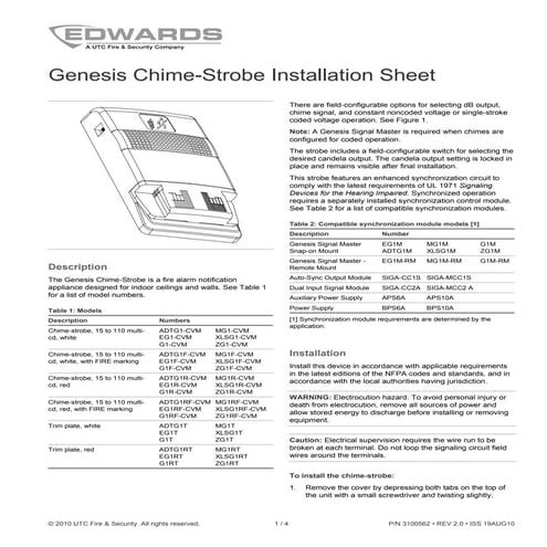 Edwards Signaling EG1R-CVM Installation Manual | PDF