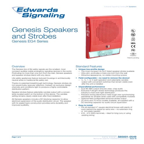 Edwards Signaling EG4FS2VM Data Sheet | PDF