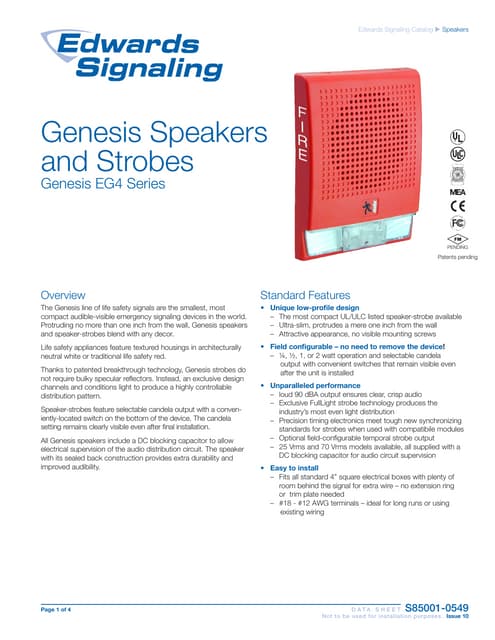 Edwards Signaling WG4RF-SVMC Data Sheet | PDF