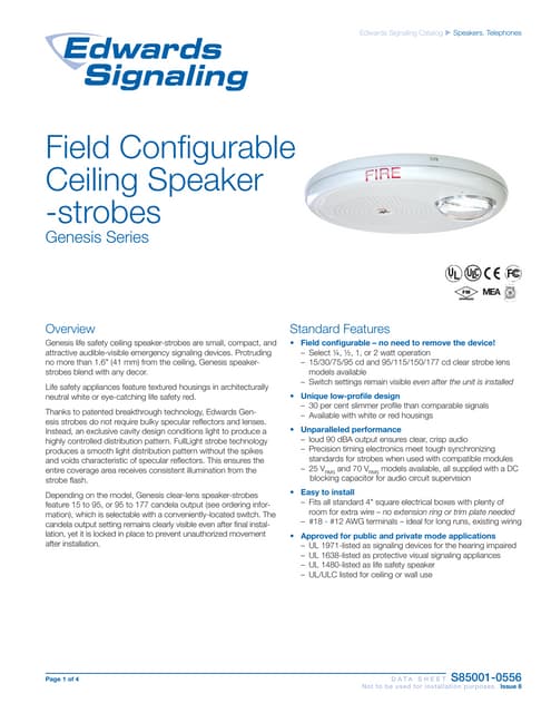 Edwards Signaling G4LFWF-HVM Data Sheet | PDF