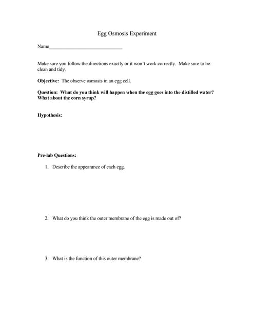 Osmosis and diffusion lab | PDF
