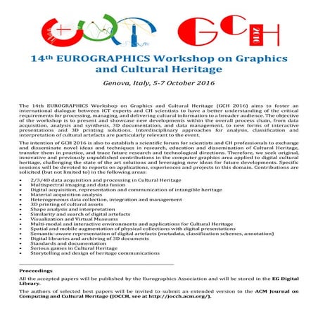 14th EUROGRAPHICS Workshop on Graphics and Cultural Heritage | PDF ...
