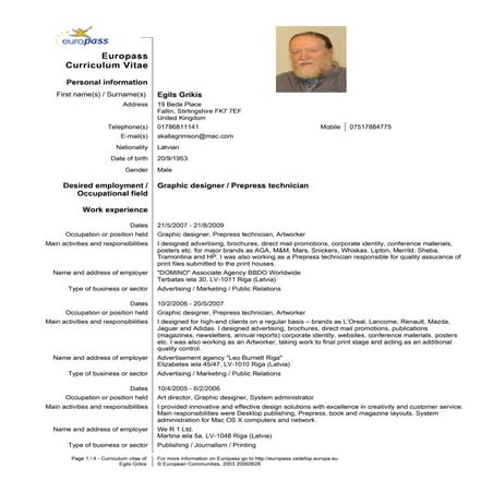 Egils Grikis Cv | PDF