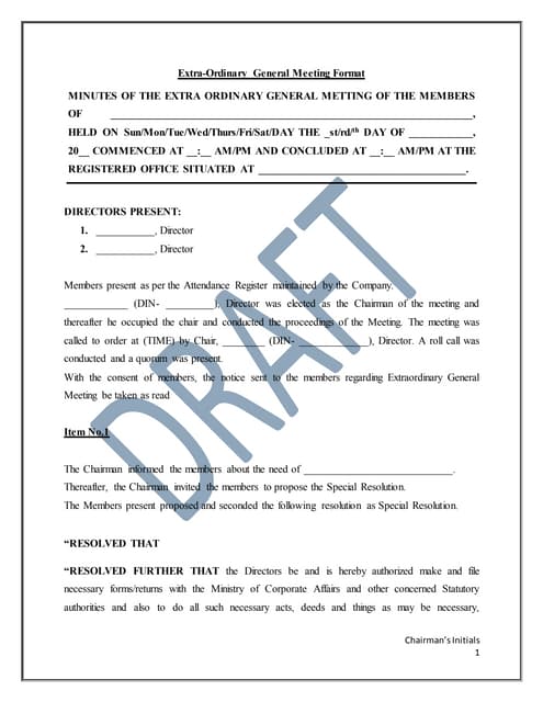 Annual General Meeting Minutes format | DOCX | Events