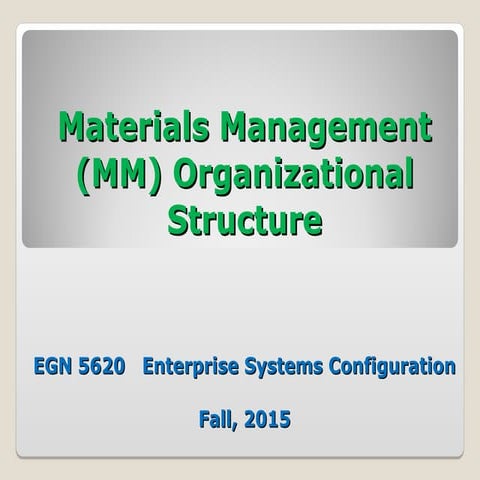SAP MATERIAL MANAGEMENT ORGANIZATION STRUCTURE | PPTX