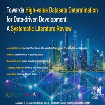 Towards High Value Datasets Determination For Data Driven Development