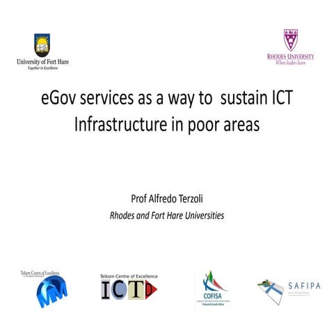 EGov services as a way to sustain ICT Infrastructure in poor areas | PPT