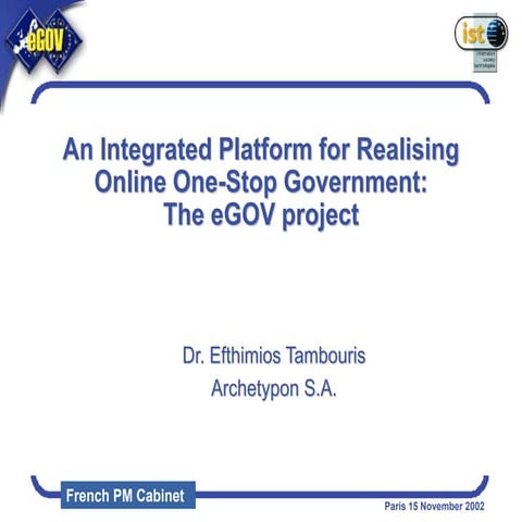 FP5 IST eGov Project Presentation at the French Prime Minister Cabinet ...
