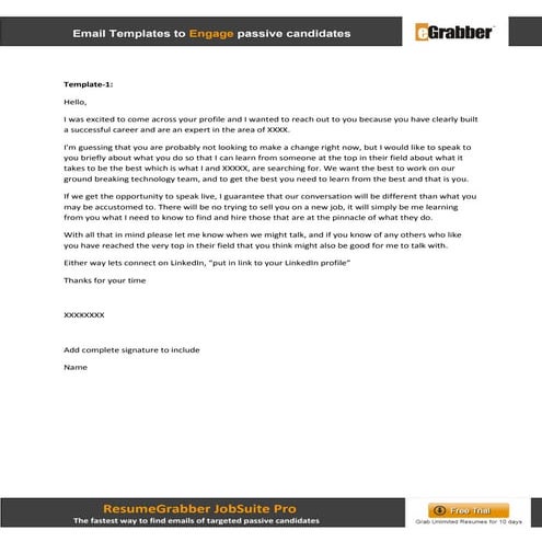 Email templates that gets you 70% response from passive candidates | PDF