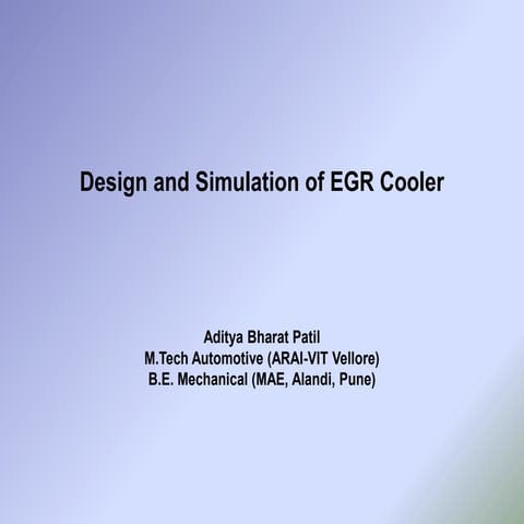 EGR Cooler (Shell and Tube Heat Exchanger) Design and Simulation ...
