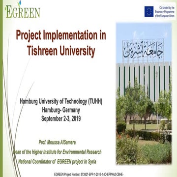 EGREEN Project Implementation in Tishreen University | PPT