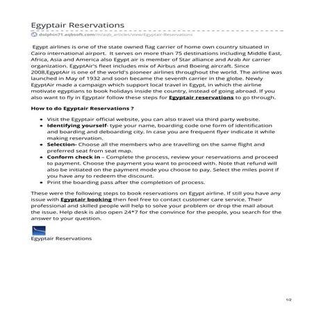 Egyptair reservations | PDF