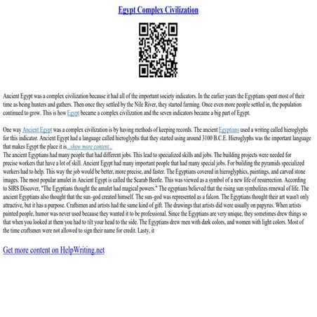 Egypt Complex Civilization | PDF
