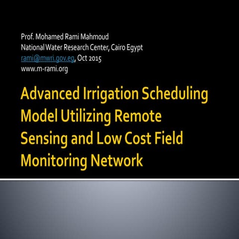 Advanced Irrigation Scheduling Model Utilizing Remote Sensing and Low ...