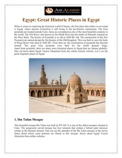 Top 6 Astounding Attraction Places Of Egypt | PPT