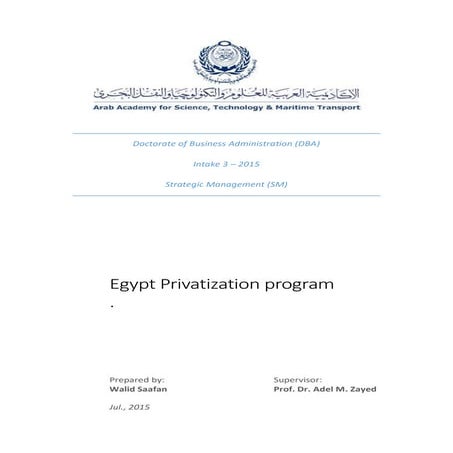 Egypt privatization program | PDF
