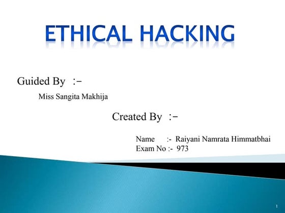 Introduction to ethical hacking | PPT