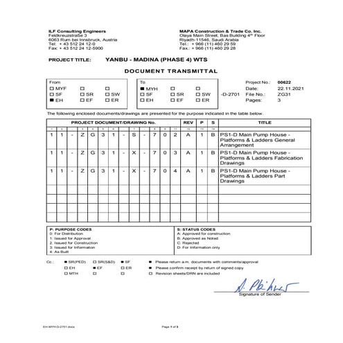Document Transmittal form of a construction | PDF