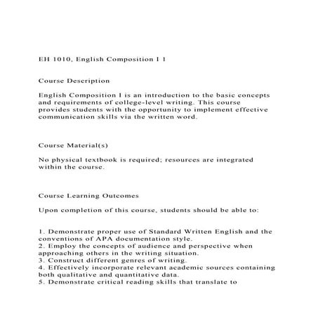 EH 1010, English Composition I 1 Course Description .docx