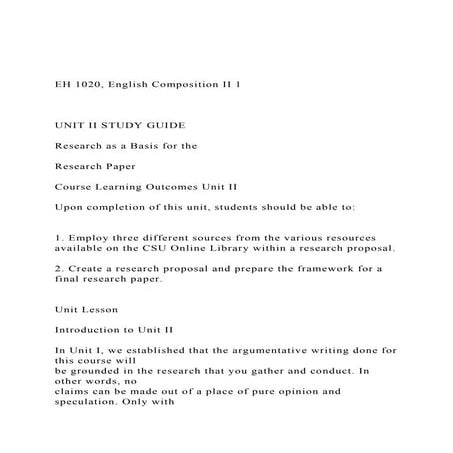 EH 1020, English Composition II 1 UNIT II STUDY GUIDE.docx