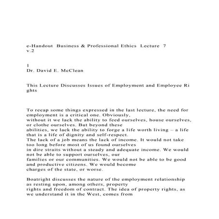 e‐Handout Business & Professional Ethics Lecture 7 v.2 .docx