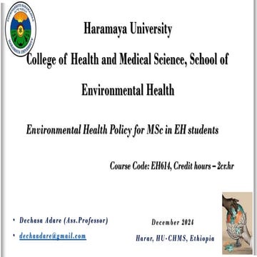 Environmental Health policy, by Dechasa Adare (Ass.Professor)) | PDF