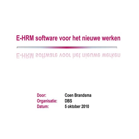 E hrm Digitale evolutie van HR | PPTX