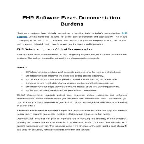 Ehr Software Eases Documentation Burdens Pdf