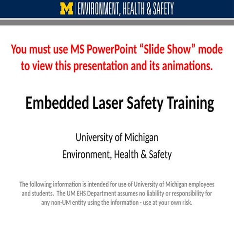 EHS-Embedded-Laser-Safety-Training care of eyes and skin | PPTX