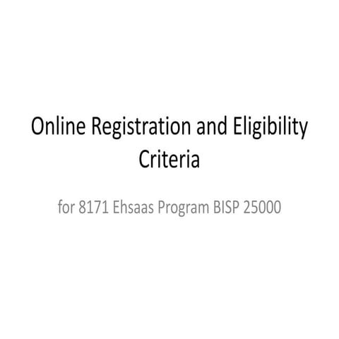 Eligibility Criteria for 8171 Ehsaas Program | PPT