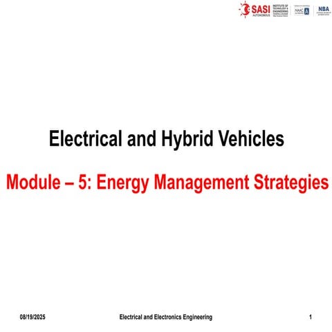 Electric and Hybrid Vehicles unit five s | PPTX