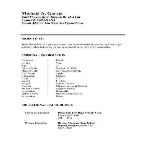 Bio data Form Philippines (copyrighted) | PDF