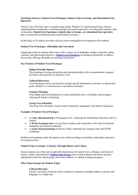 Discover Europe: The Ultimate Student Travel Experience with Europe ...