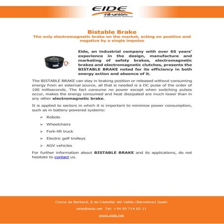 Eide's biestable brake | PDF | Automotive