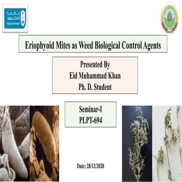 Eriophyoid Mites as Weed Biological Control Agent | PPTX