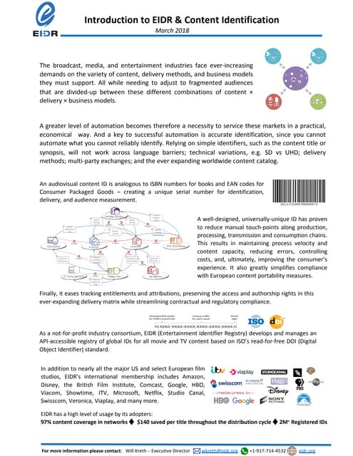 Entertainment Id Registry (eidr) presentations