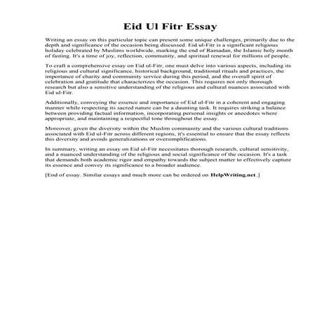 Eid Ul Fitr Essay | PDF